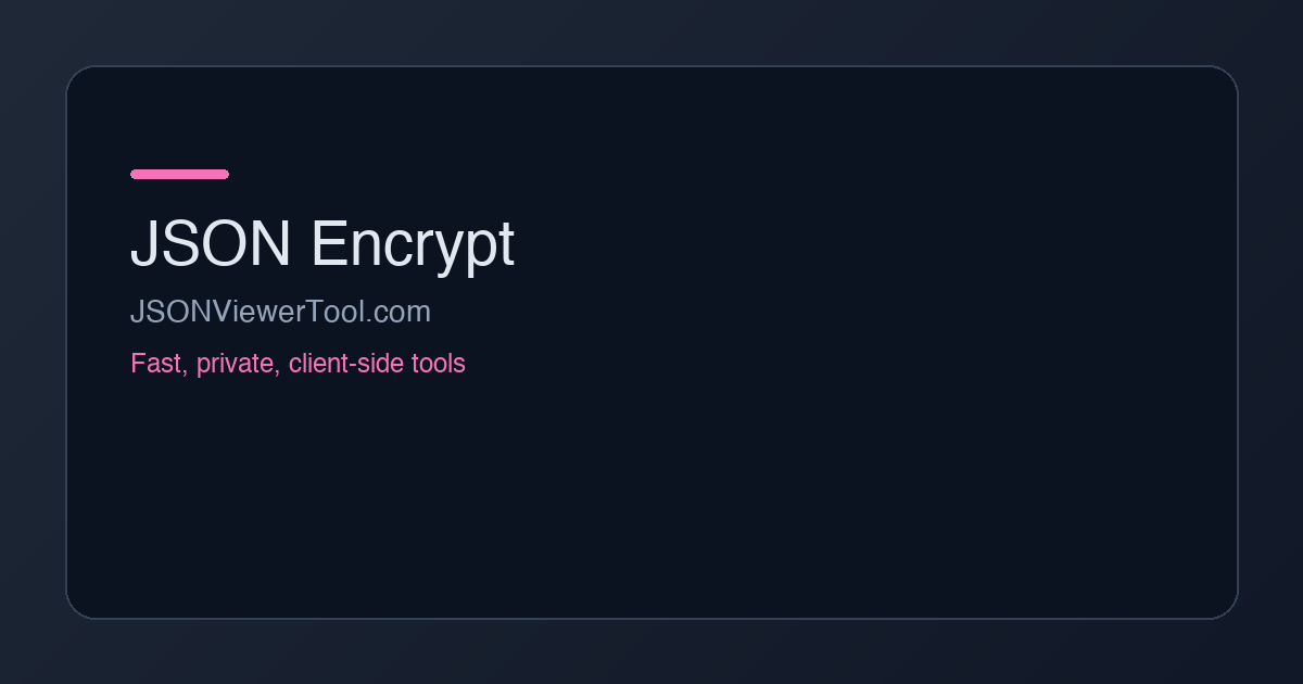 JSON Encrypt Online – Encrypt/Decrypt JSON with Password (AES‑GCM)